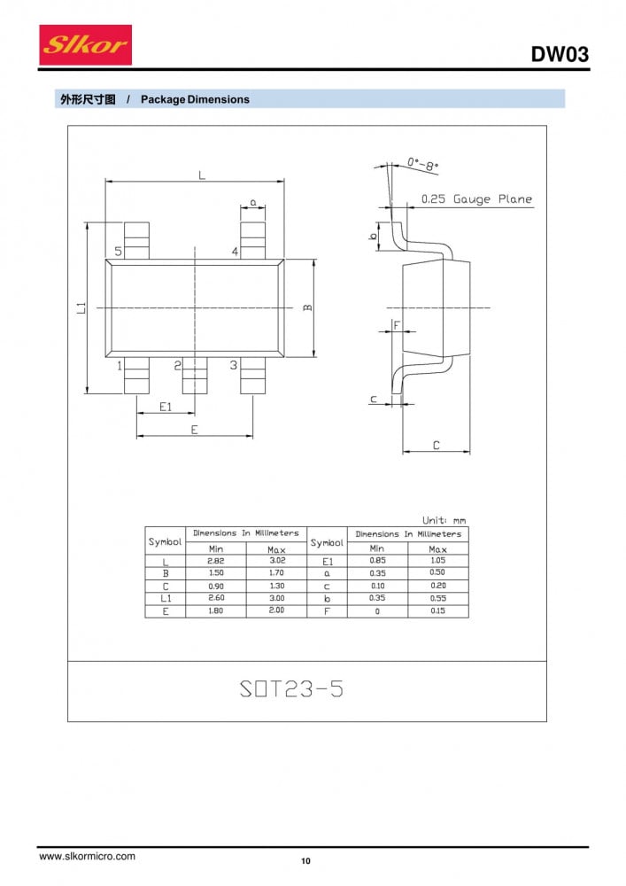 DW03 datasheet page 10