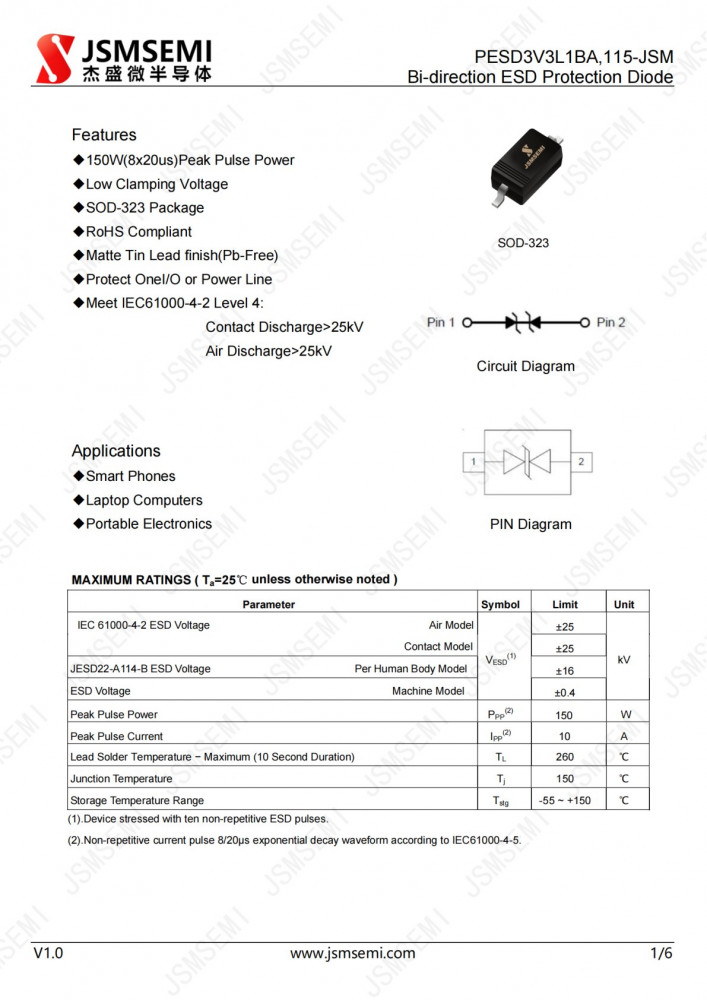 PESD3V3L1BA,115-JSM datasheet page 1