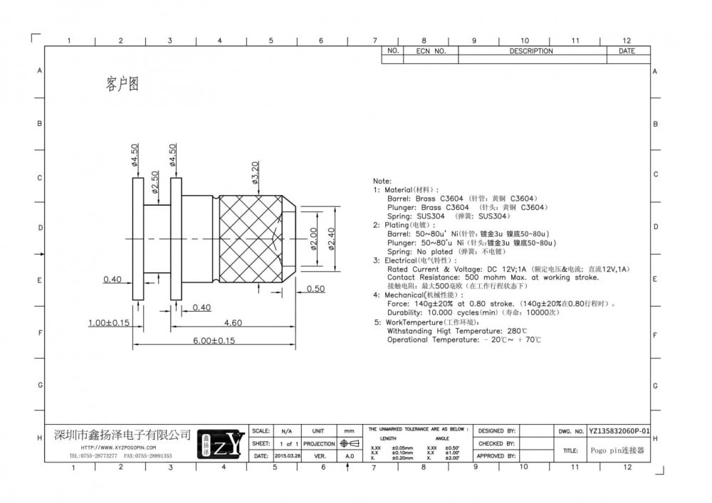 YZ135832060P-01 product specification page 3