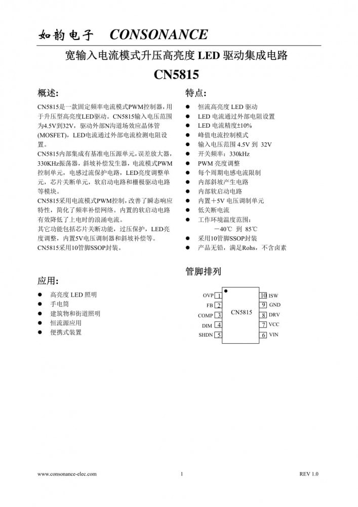 CN5815 datasheet page 1