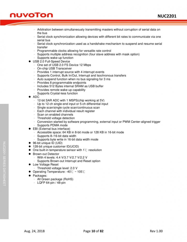 NUC2201 datasheet page 10