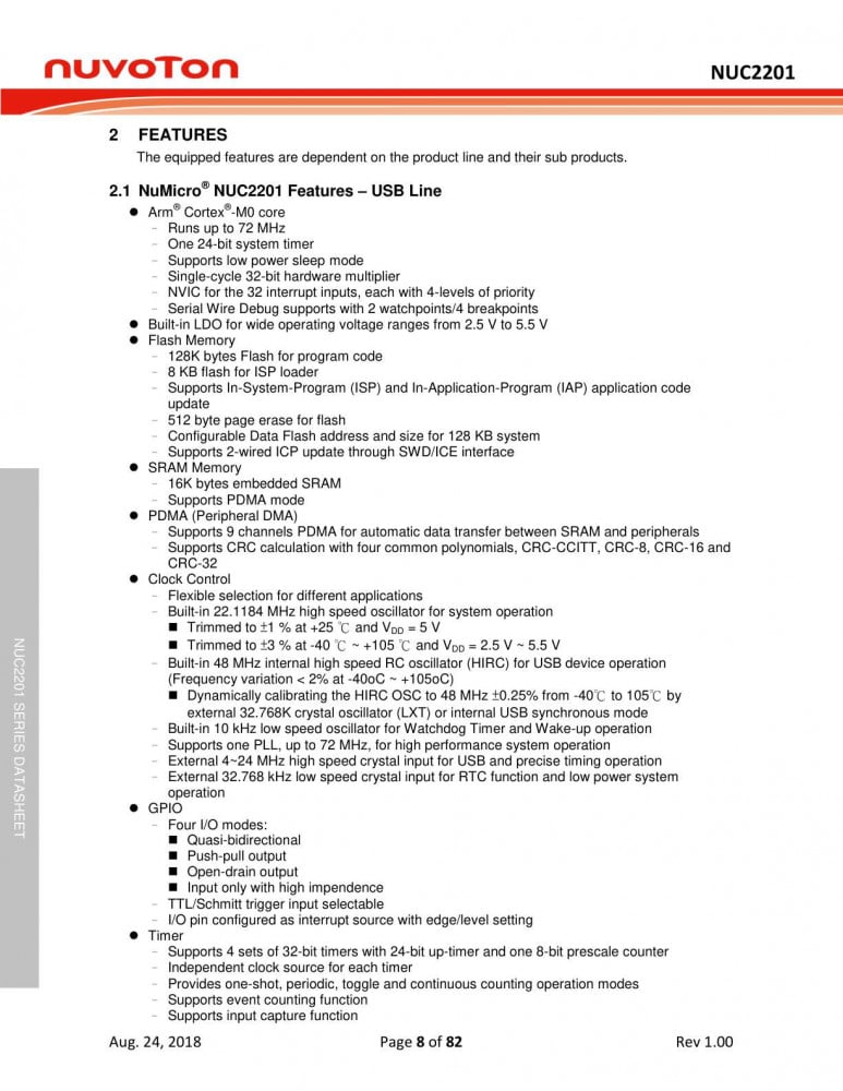 NUC2201 datasheet page 8