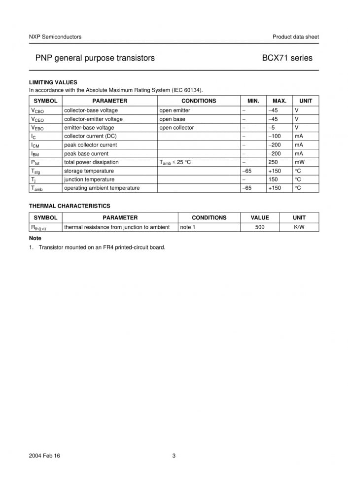 BCX71H datasheet page 3