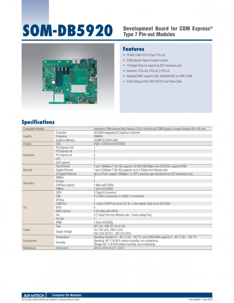 SOM-DB5920 technical document page 1
