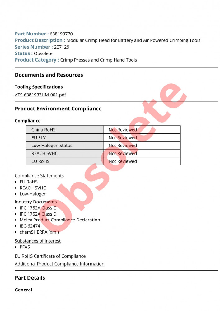 Tooling document preview, page 1