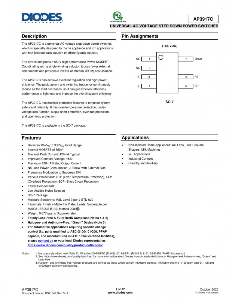 AP3917C datasheet page 1