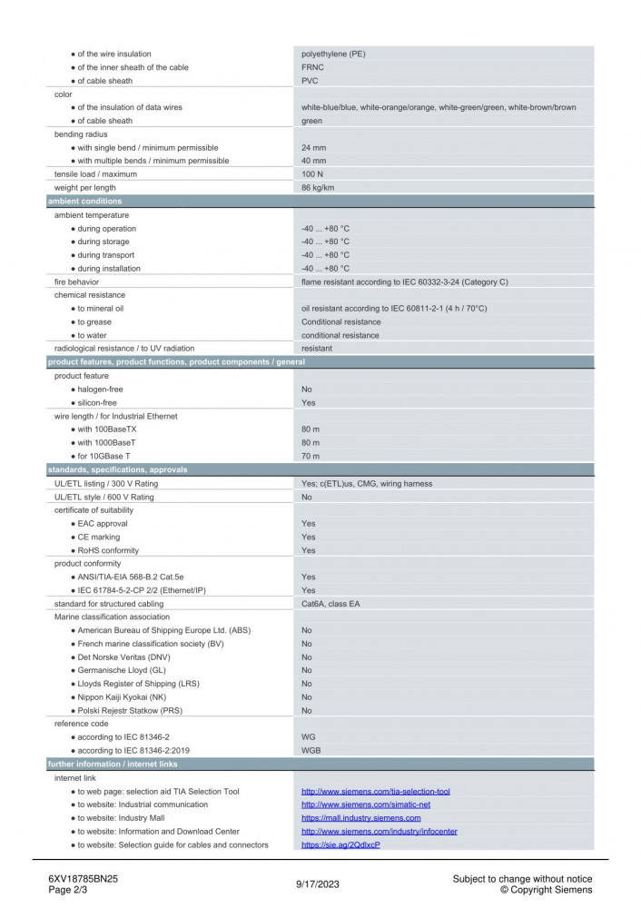 6XV18785BN25 technical document page 2