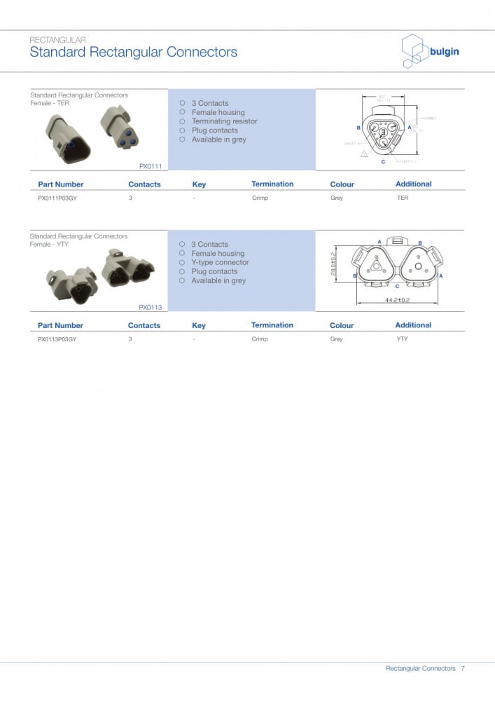 Bulgin rectangular connector documentation page 7