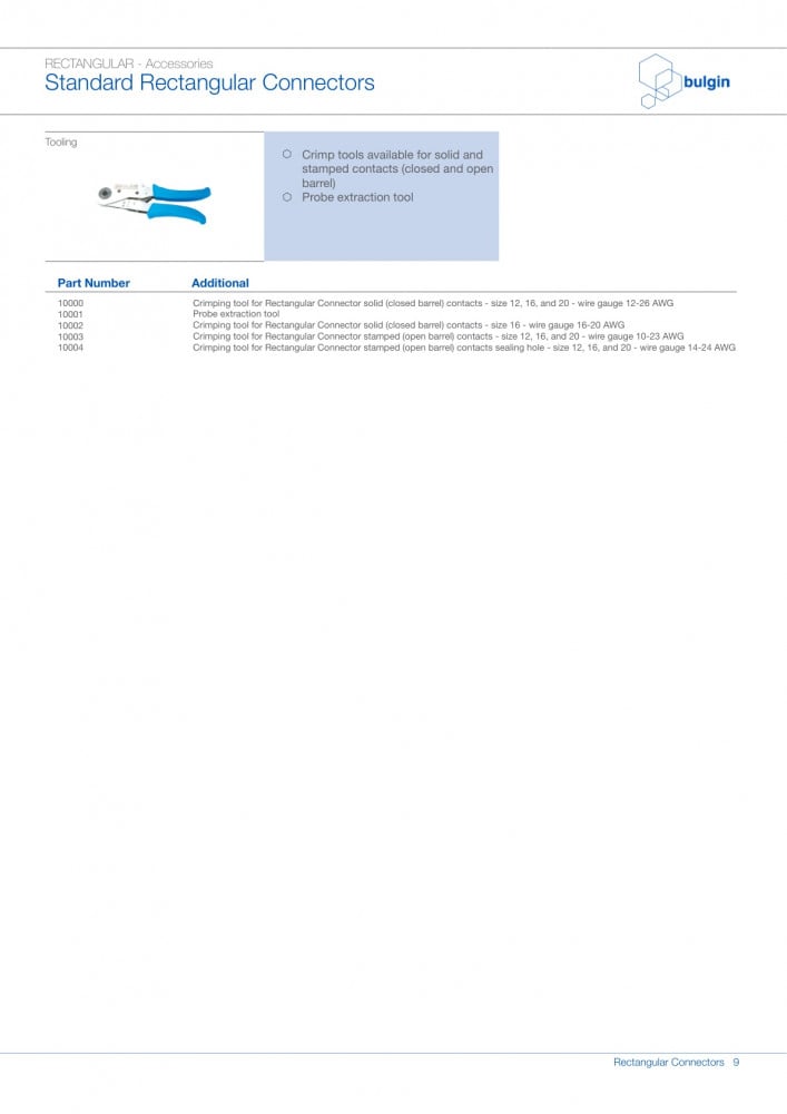 Bulgin rectangular connector documentation page 9