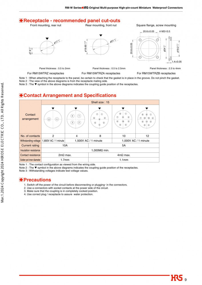HRS RM-W datasheet page 9