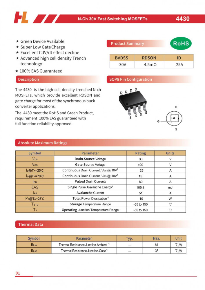 HL 4430 datasheet page 1