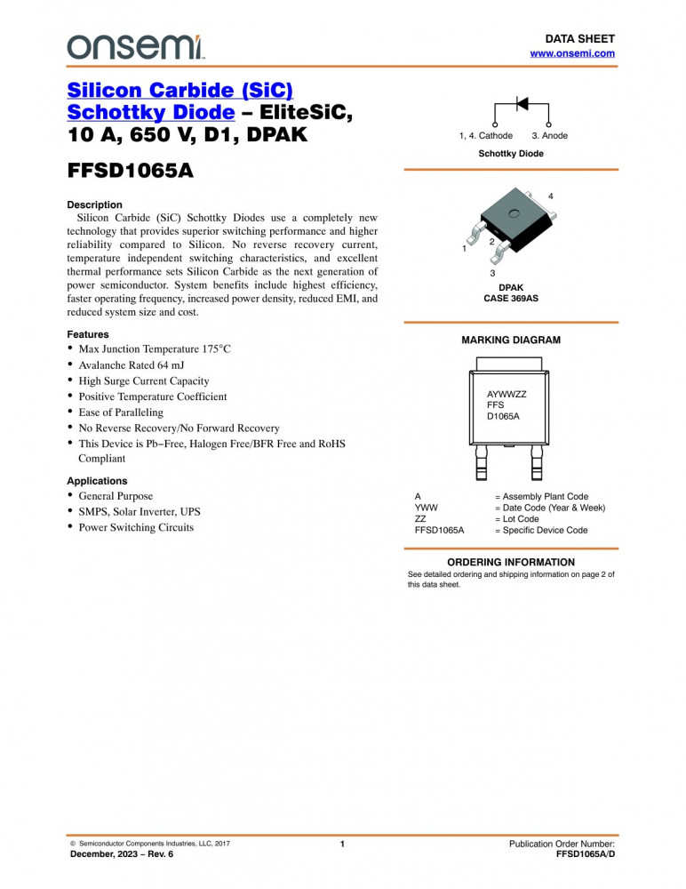 FFSD1065A datasheet page 1