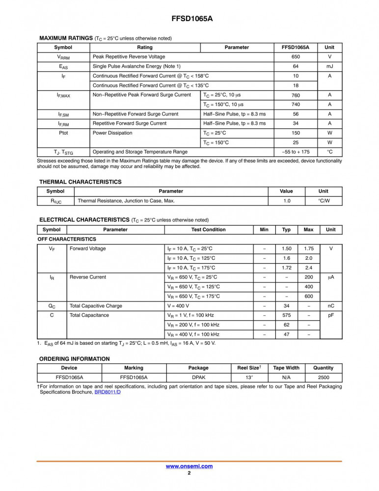 FFSD1065A datasheet page 2