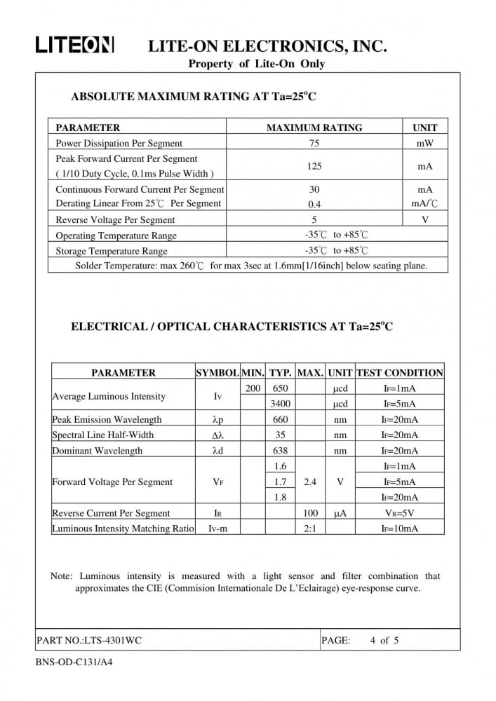 LTS-4301WC datasheet page 5