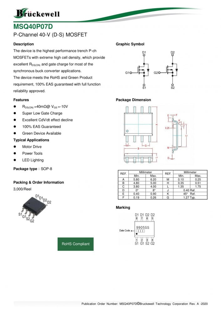 MSQ40P07D datasheet page 1