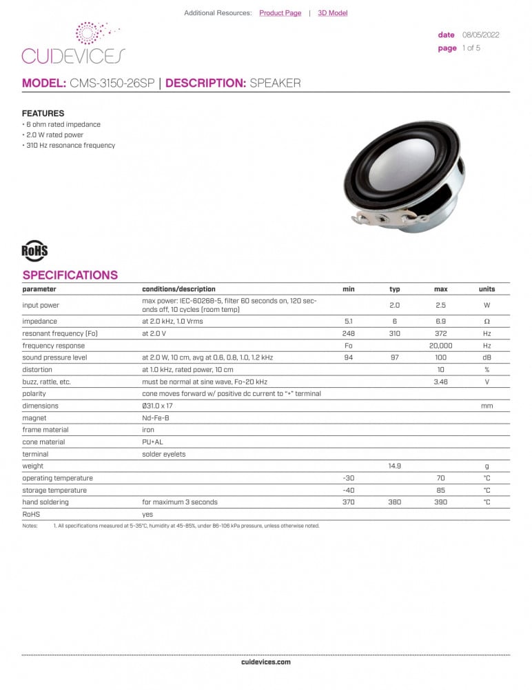 CMS-3150-26SP datasheet page 1