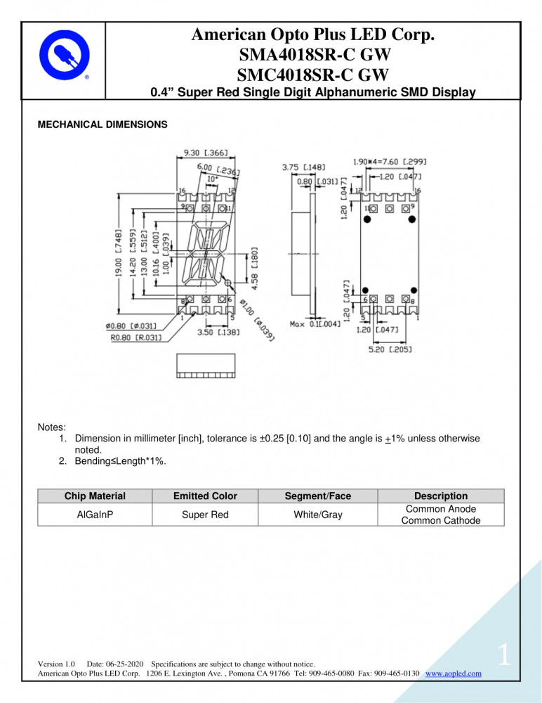 SMC4018SR-C GW datasheet page 1