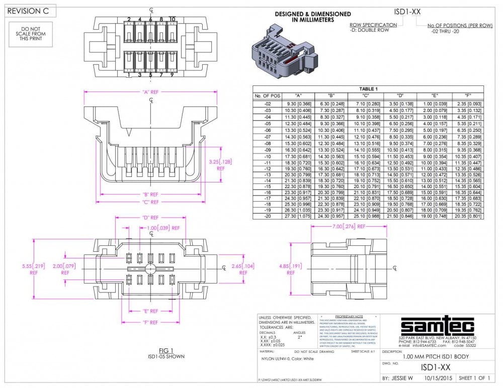 Samtec ISD1-15 technical document preview