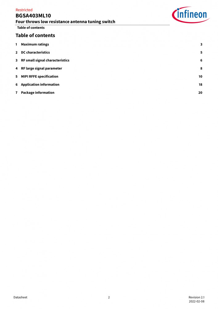 BGSA403ML10 datasheet page 2