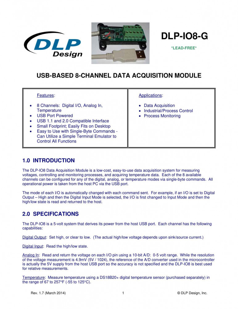 DLP-IO8-G technical document page 1