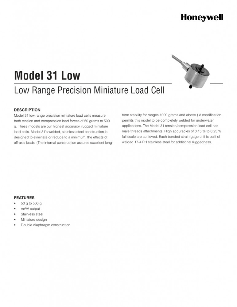 Honeywell Model 31 technical document page 1