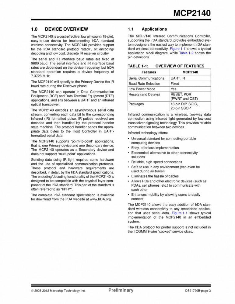 MCP2140 datasheet page 3