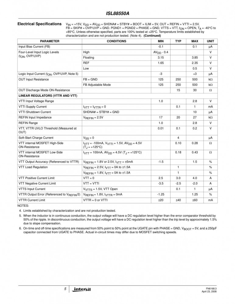 ISL88550AIRZ datasheet page 5