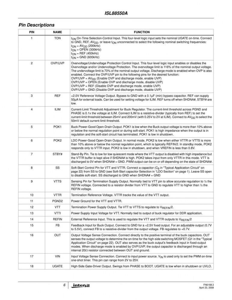 ISL88550AIRZ datasheet page 6