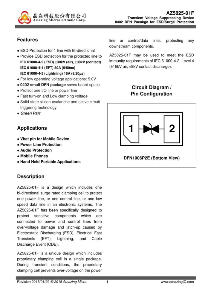 AZ5825-01F.R7GR datasheet page 1