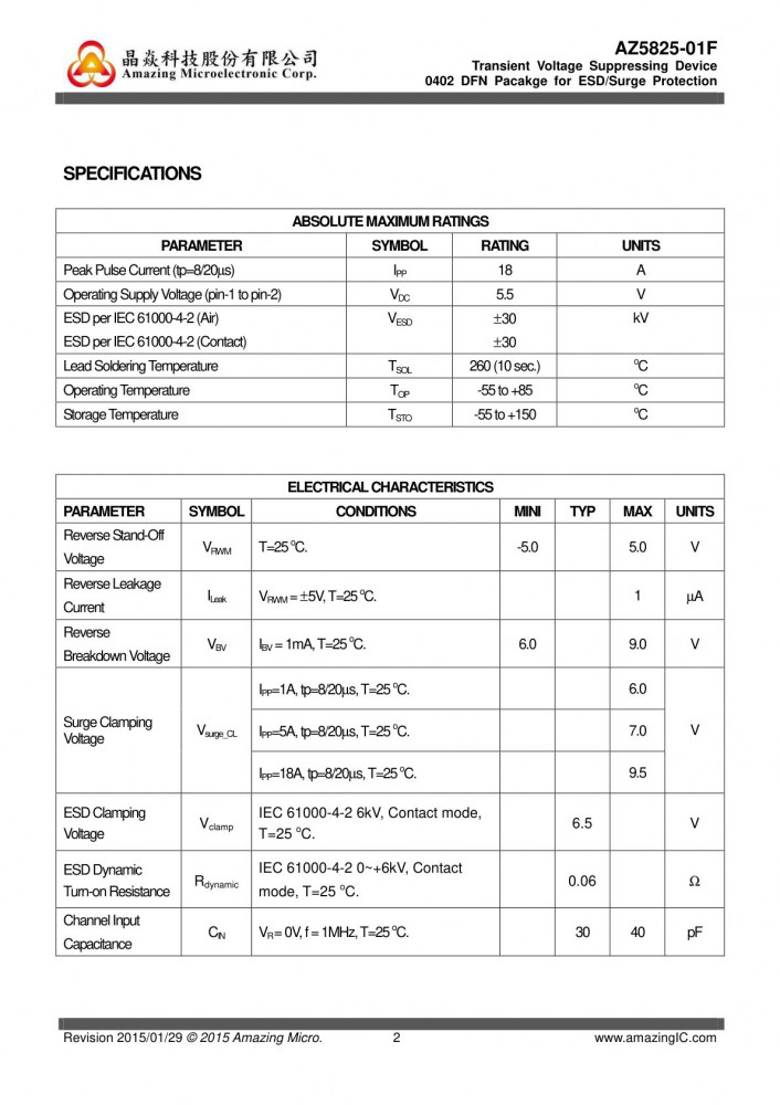 AZ5825-01F.R7GR datasheet page 2