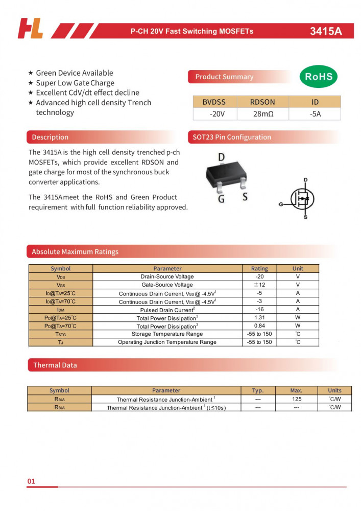 HL 3415A datasheet page 1