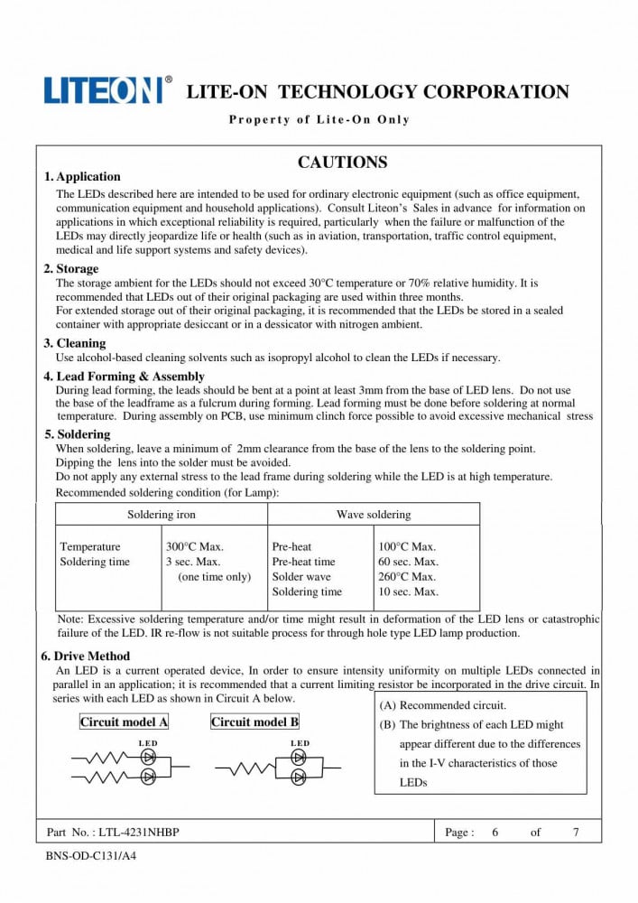 LTL-4231NHBP datasheet page 7