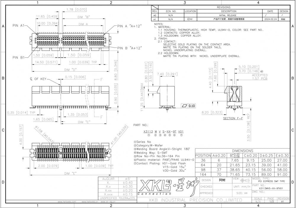 X3113WVS-64-9TV01 technical document page 1