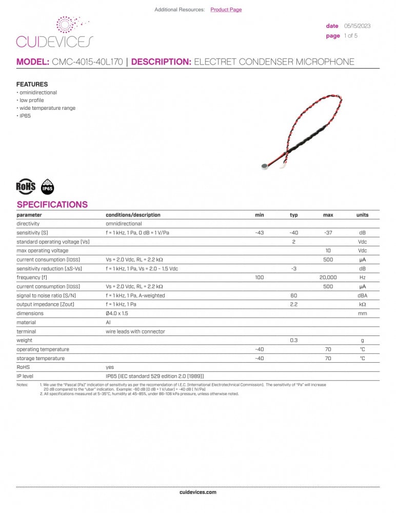 CMC-4015-40L170 technical document page 1