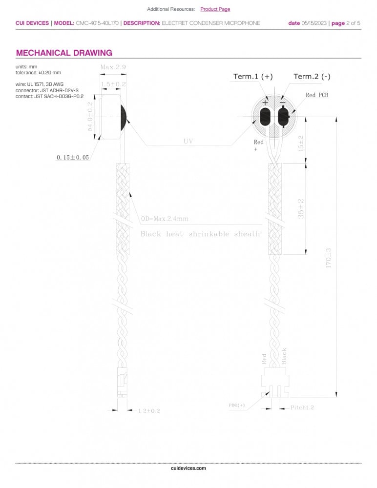 CMC-4015-40L170 technical document page 2