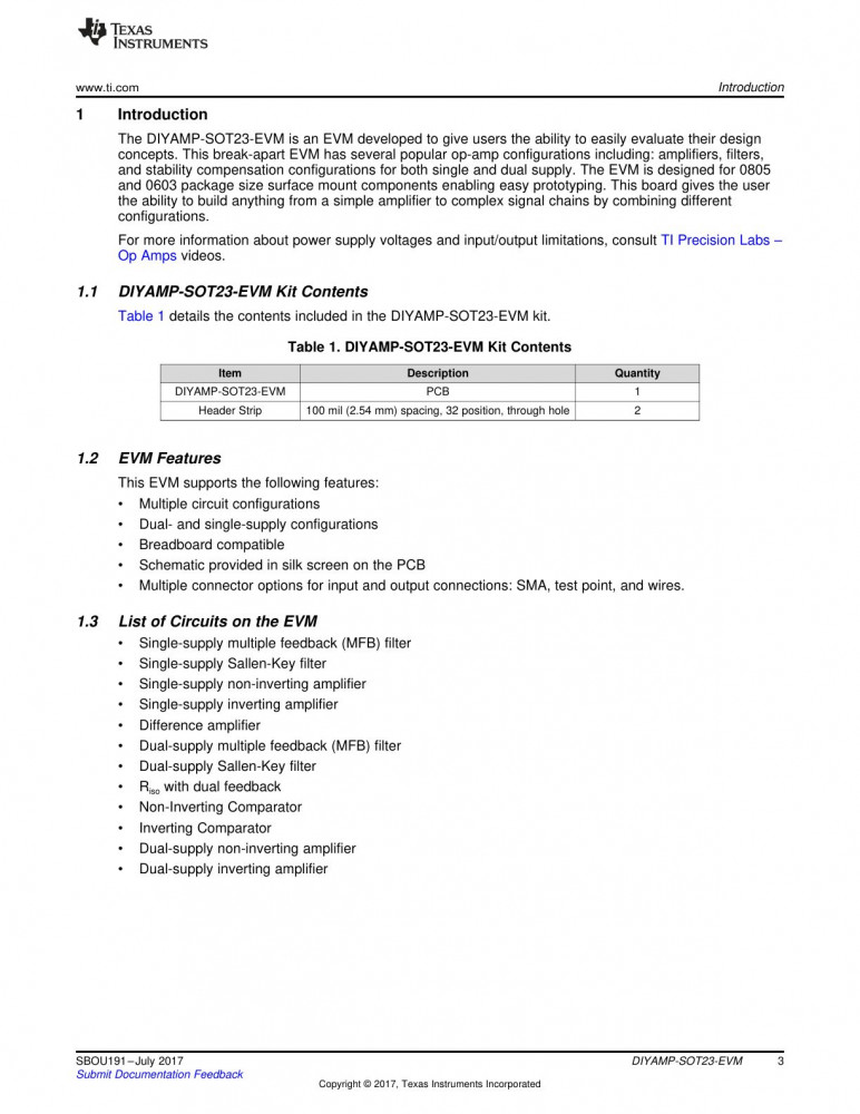 DIYAMP-SOT23-EVM documentation page 3