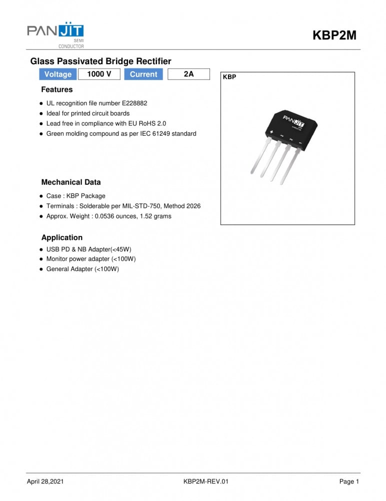 KBP2M_T0_00101 datasheet page 1
