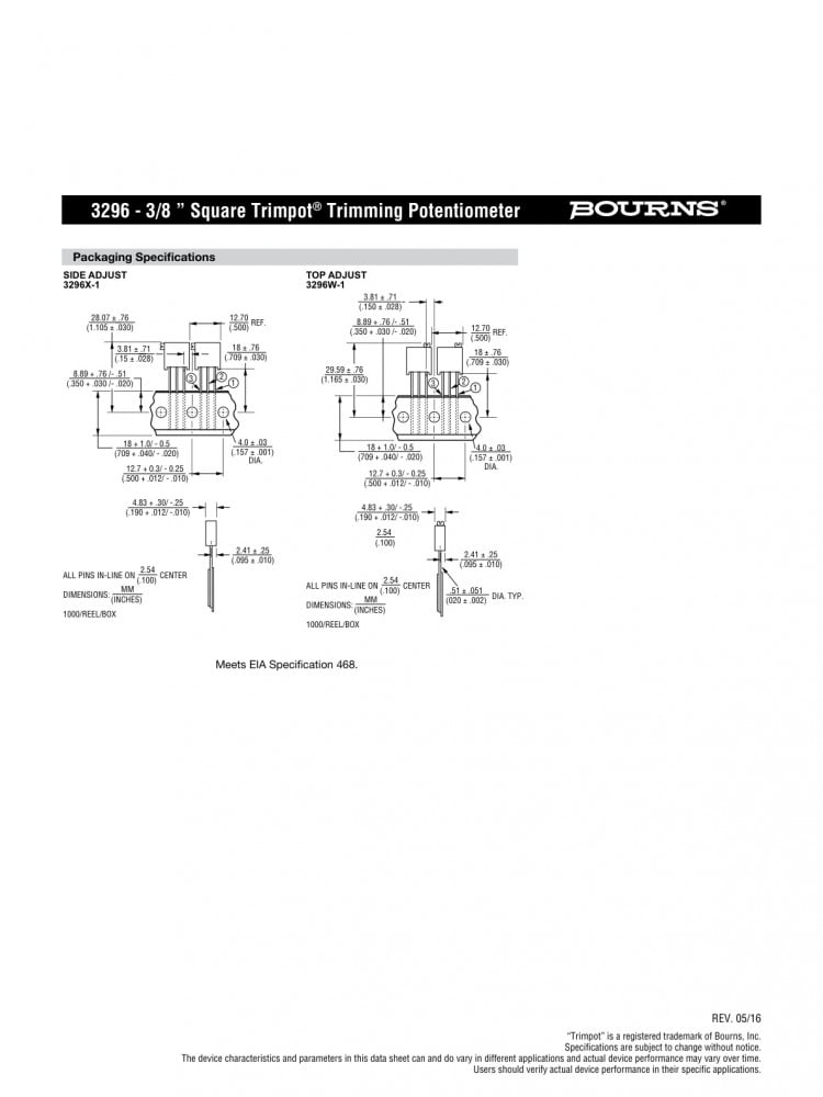 BOURNS 3296 series datasheet page 2