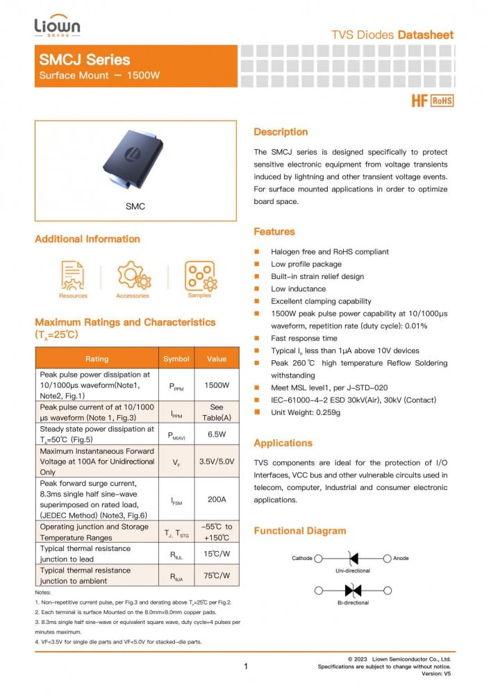 Liown SMCJ11A datasheet page 1