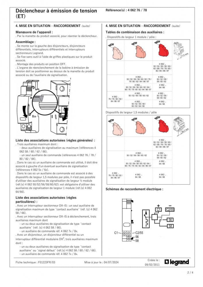 Legrand voltage-release technical document, page 2