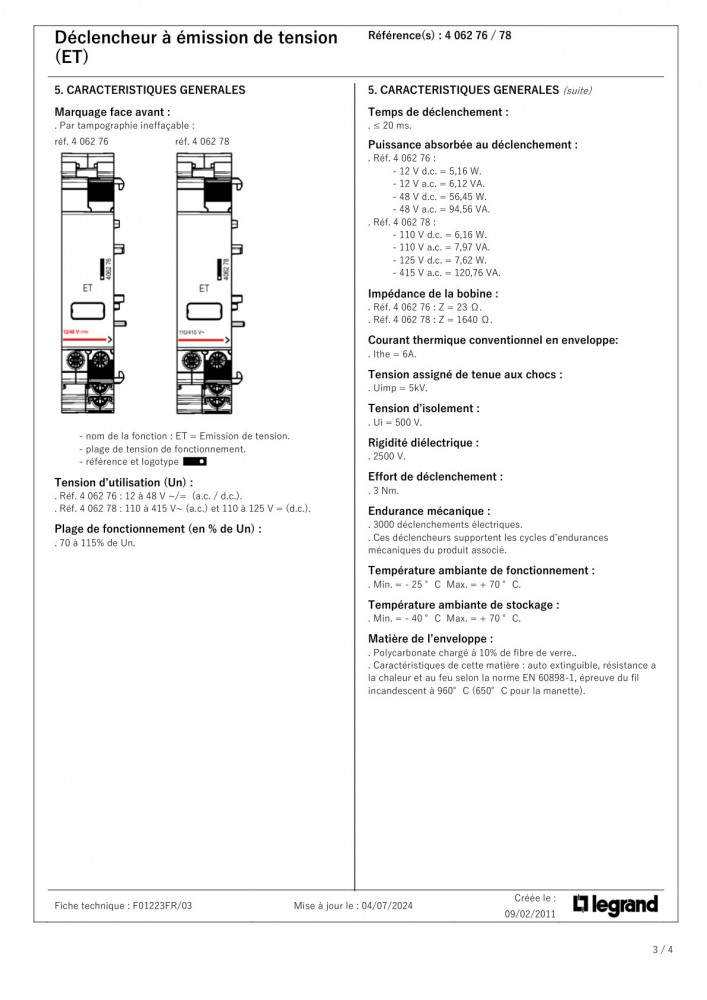 Legrand voltage-release technical document, page 3