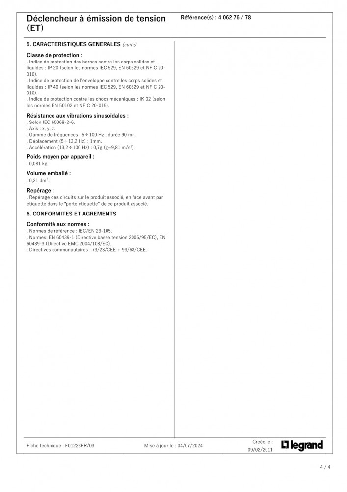 Legrand voltage-release technical document, page 4