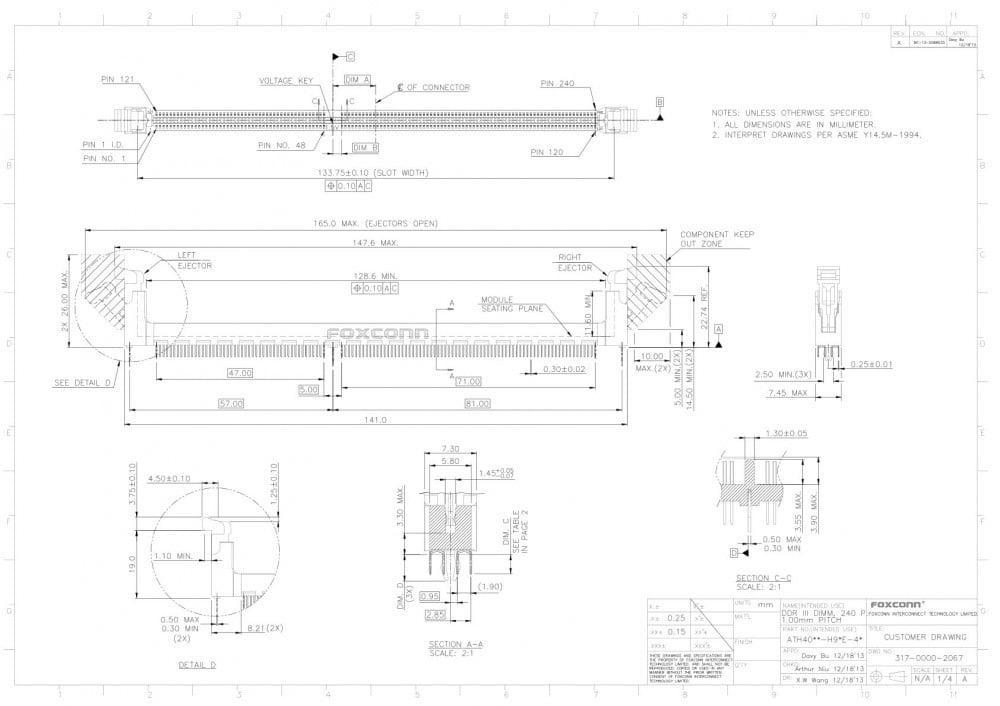 FOXCONN ATH4017-H9LE-4F drawing page 1