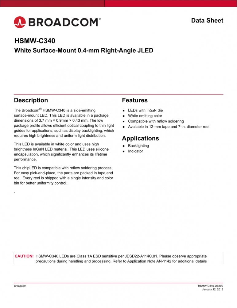 HSMW-C340 datasheet page 1