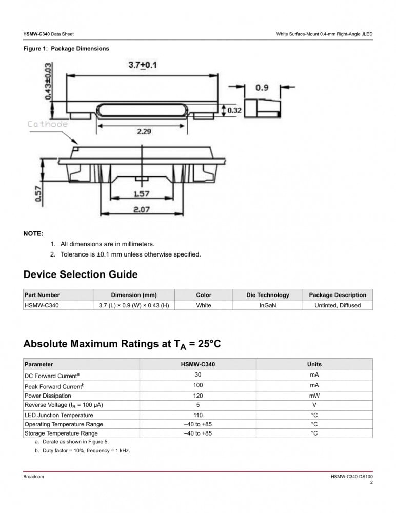 HSMW-C340 datasheet page 2