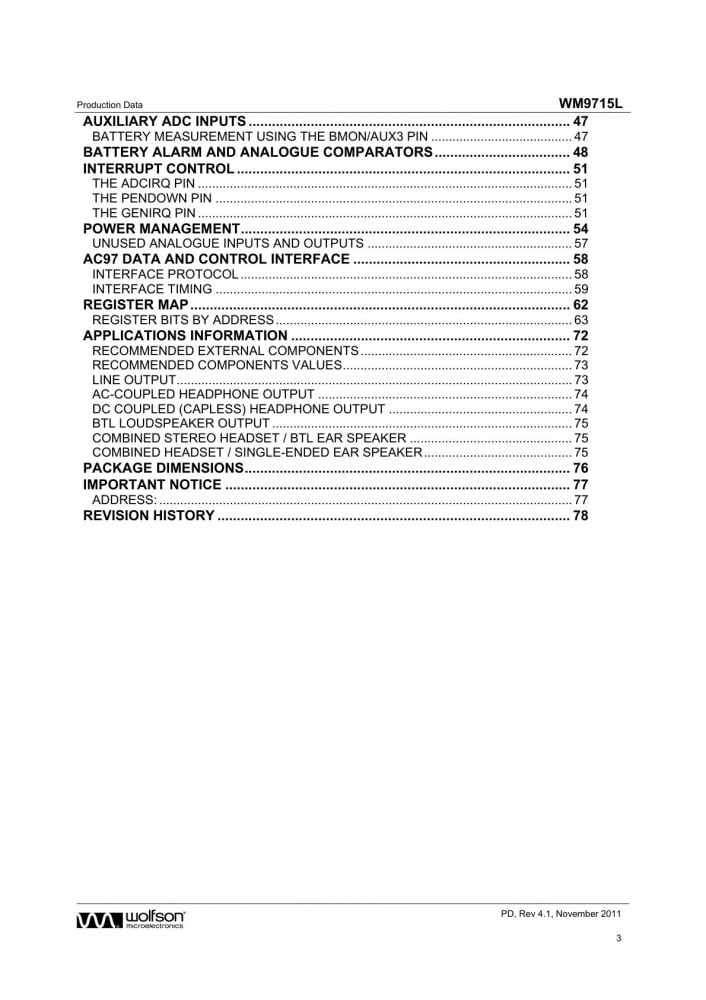 WM9715 datasheet page 3