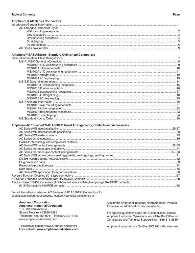 Amphenol connector catalog page 2
