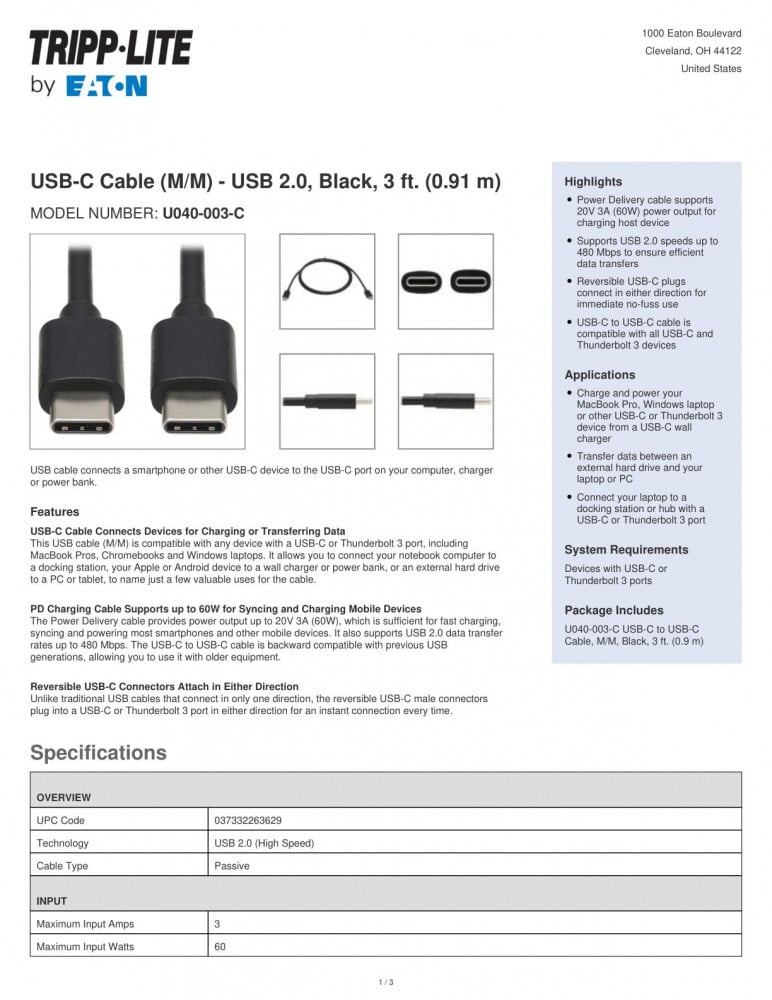 U040-003-C technical document page 1