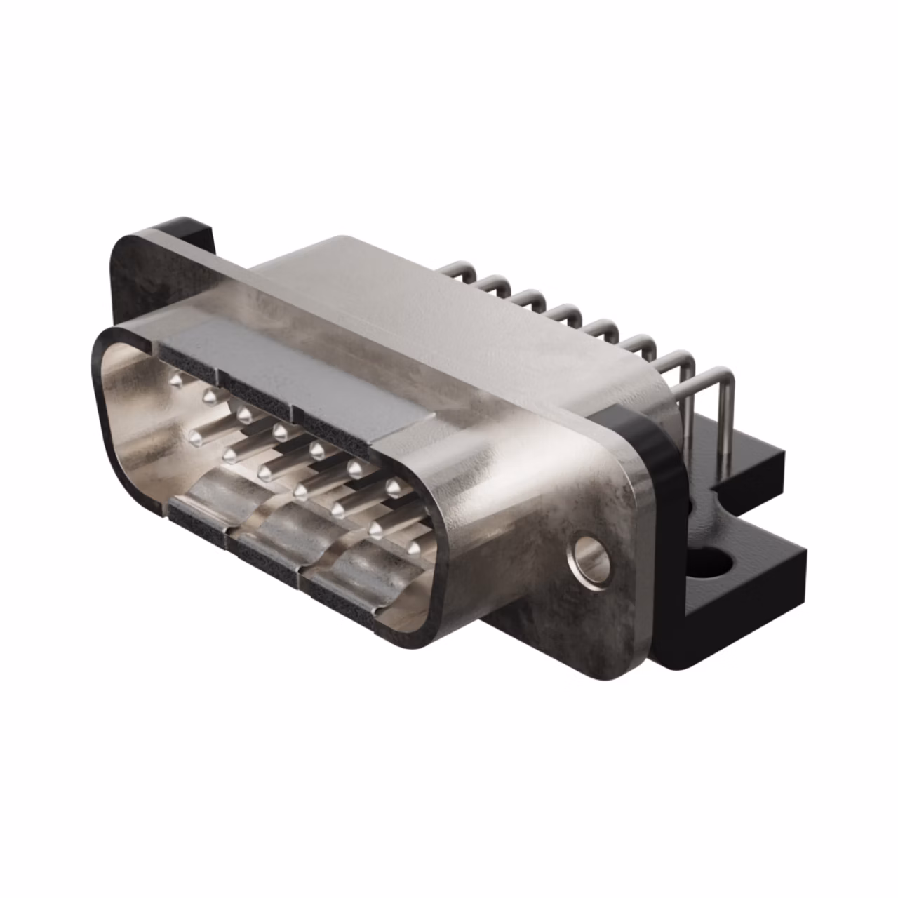Standard-Density EMI Filtered D-Sub Connector, Male, Right-Angle, PCB Through Hole, 1000pF Pi, Plastic Brackets with Locking Threaded Inserts, RoHS, 15 Circuits for sale