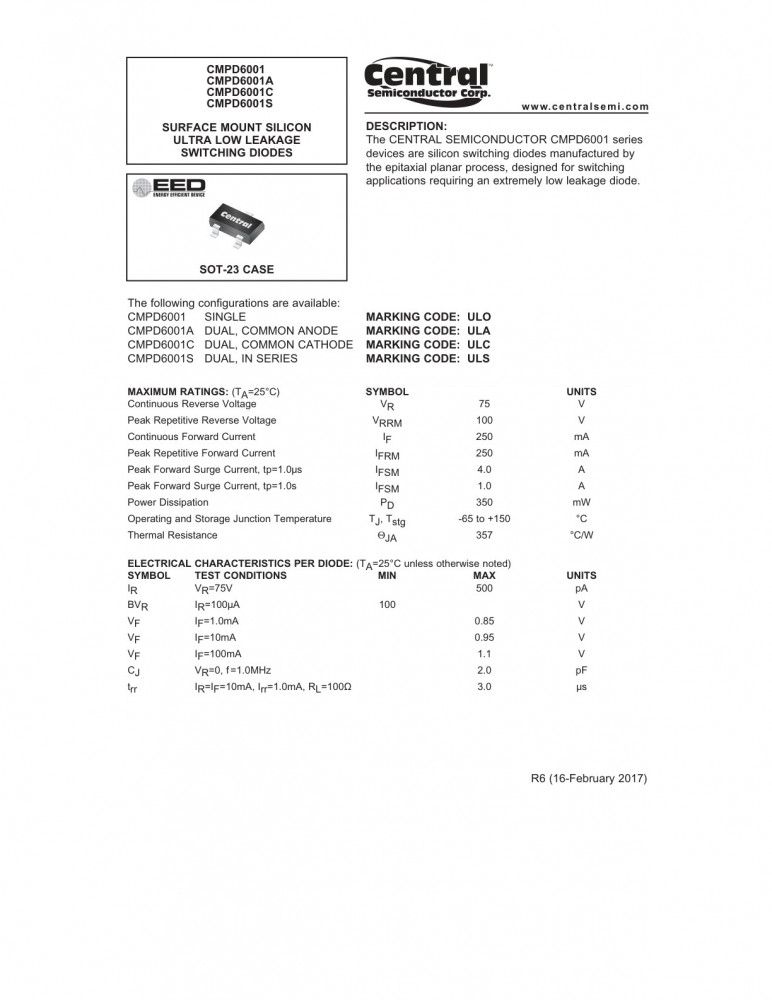 CMPD6001 series datasheet page 1